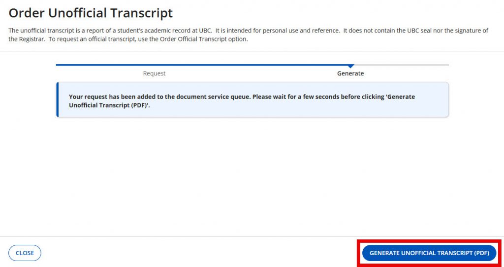 Ordering official transcripts and downloading unofficial transcripts